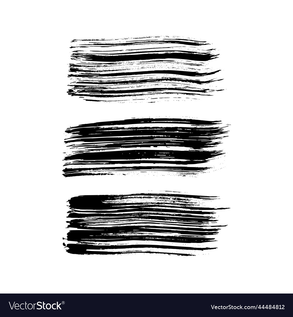 Set of black hand drawn brush strokes Royalty Free Vector