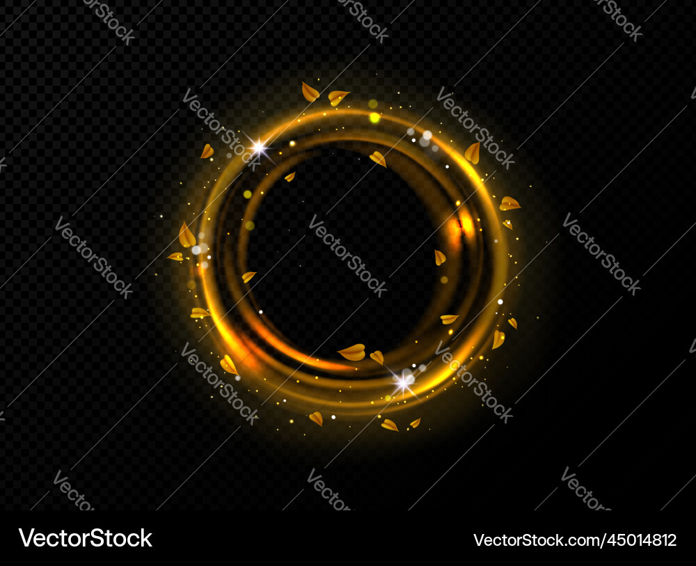 Shiny light circle frame with yellow foliage png Vector Image