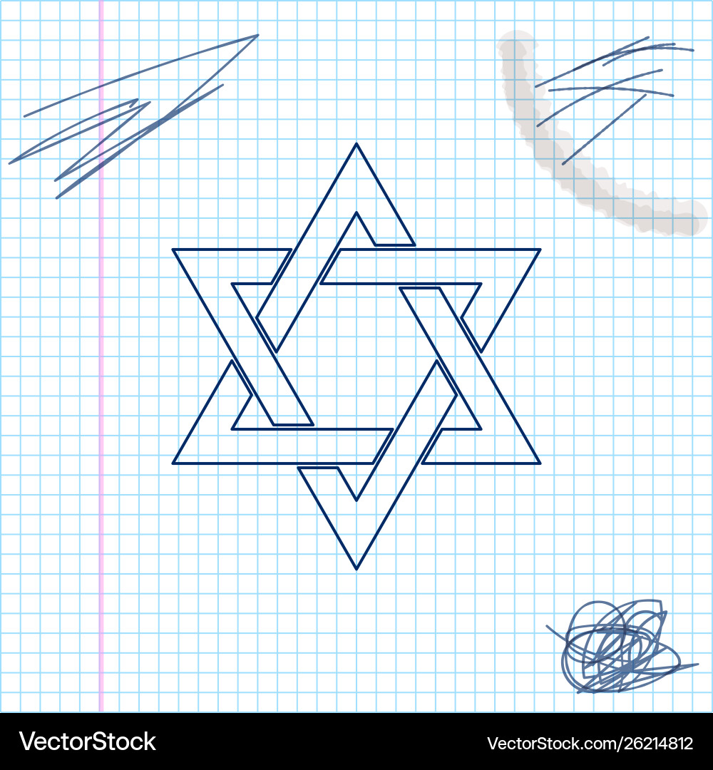 Star david line sketch icon isolated on white Vector Image