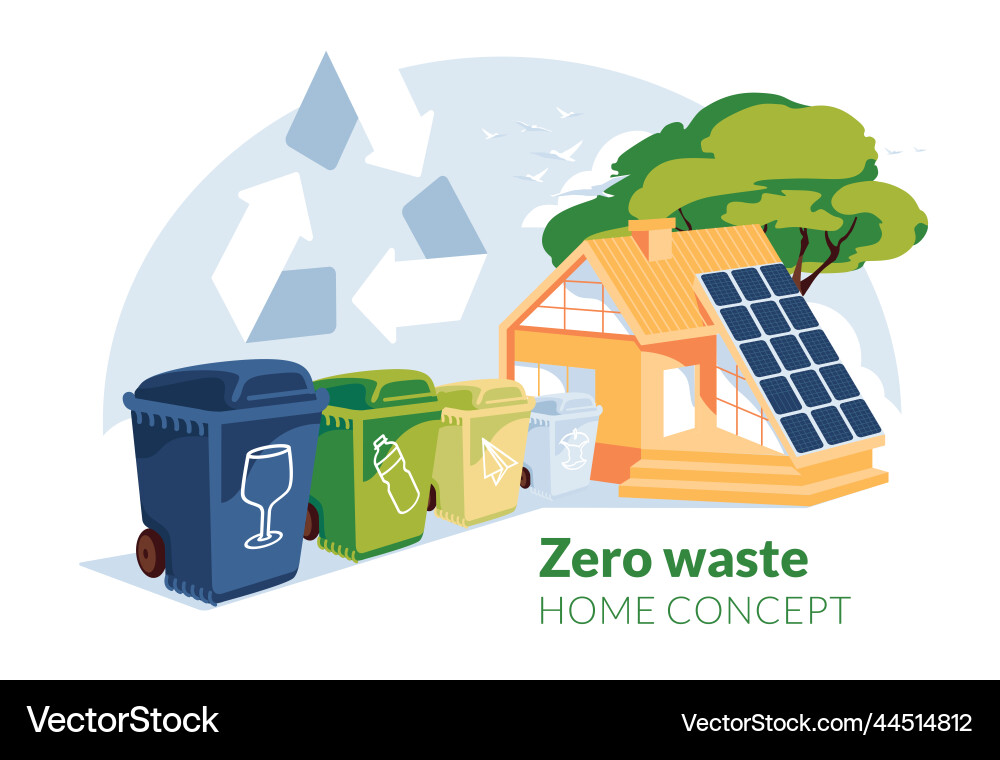 Zero waste house concept green energy Royalty Free Vector