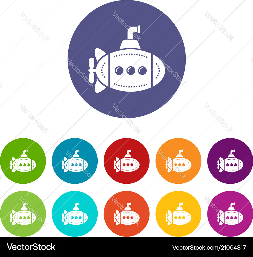 Big bathyscaphe icons set color Royalty Free Vector Image