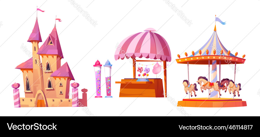 Cartoon set of amusement park design elements Vector Image