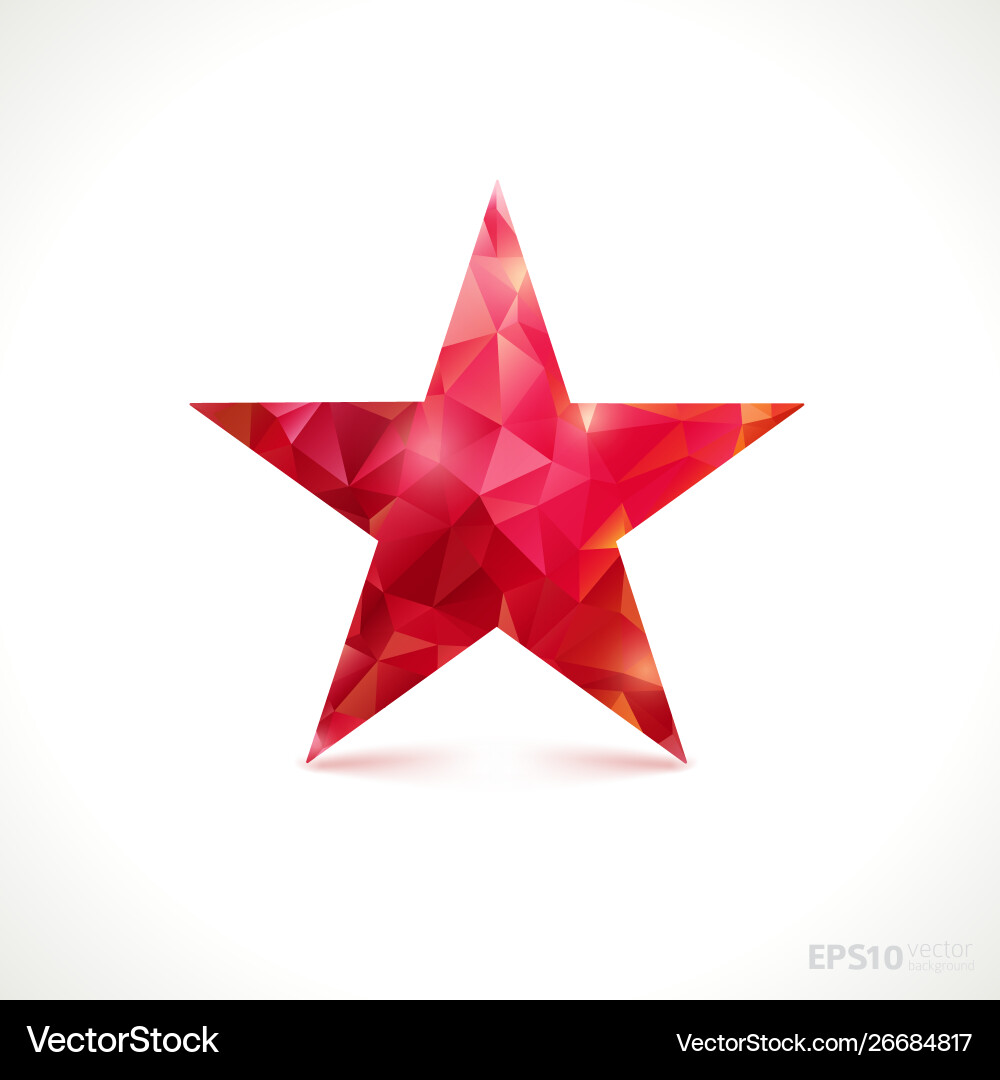 Colorful glossy red star isolated Royalty Free Vector Image