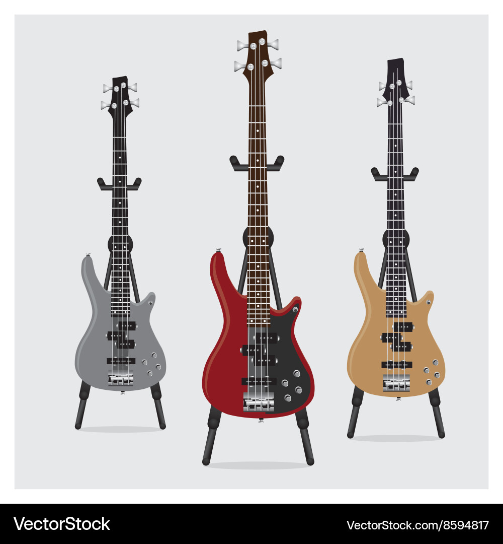 Electric bass guitar set Royalty Free Vector Image