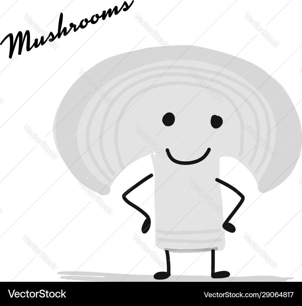 Funny smiling champignon character for your Vector Image