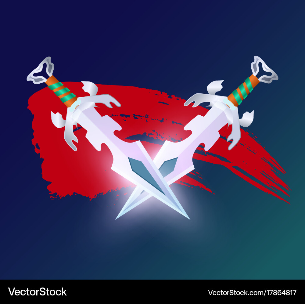 Game element with crossed fantasy swords Vector Image