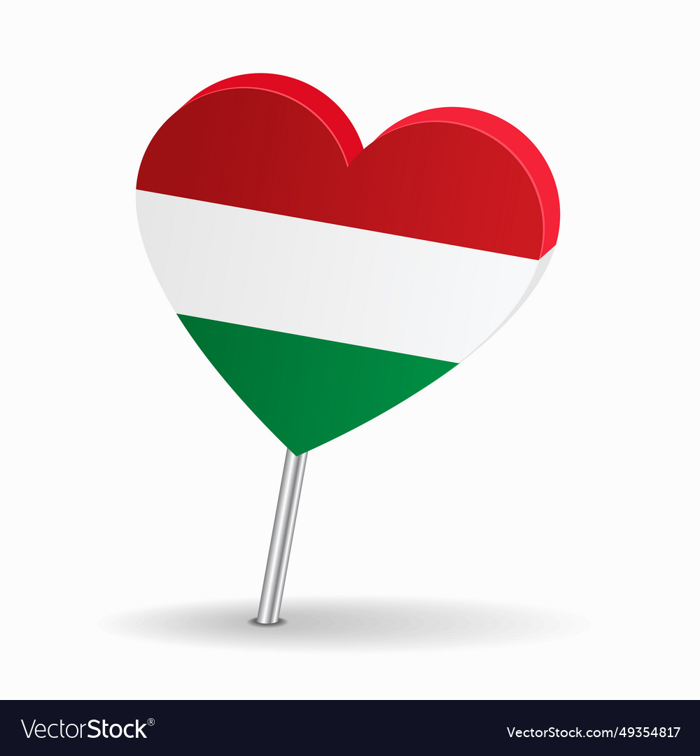 Hungarian flag heart-shaped map pointer layout Vector Image
