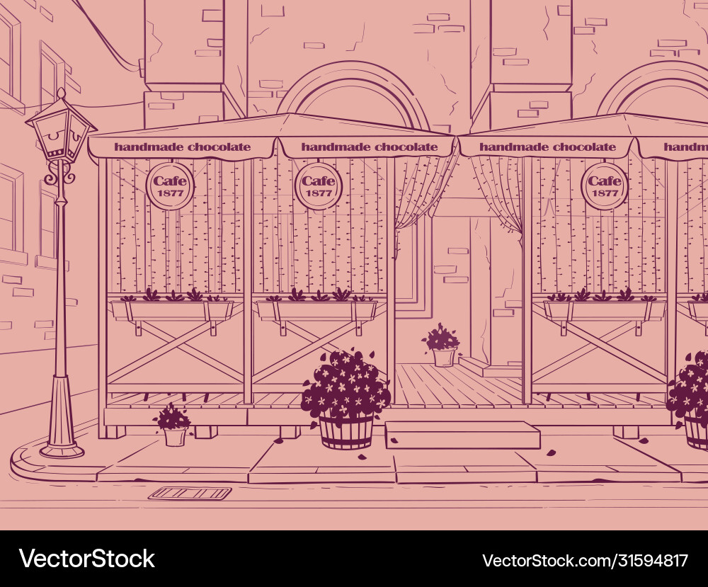 Image handmade chocolate cafe in pink color Vector Image