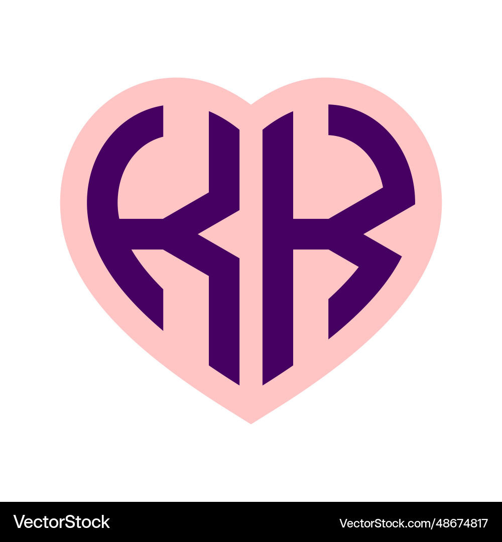 Logo k heart monogram 2 letters alphabet font Vector Image