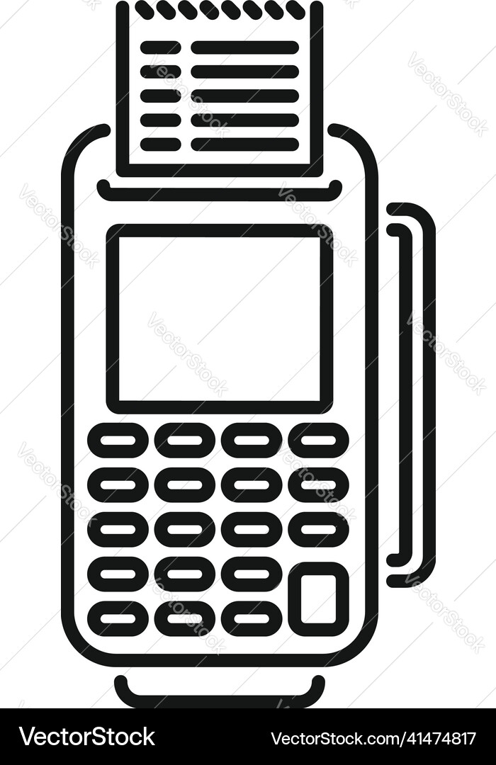 Payment terminal icon outline money pay Royalty Free Vector