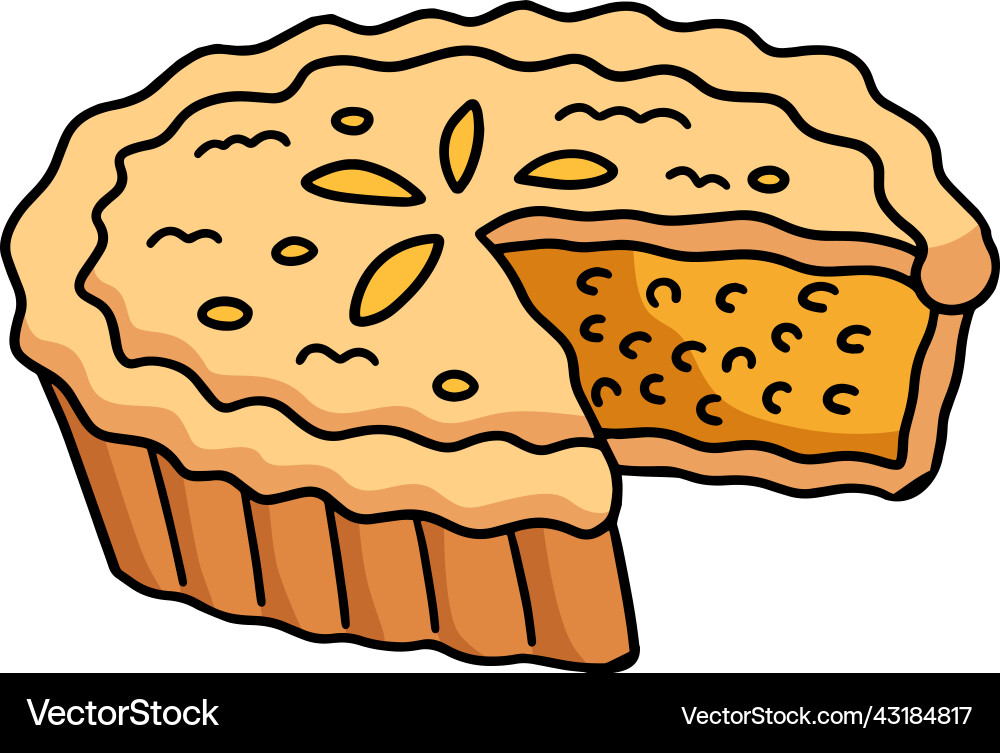 Pumpkin pie cartoon colored clipart Royalty Free Vector