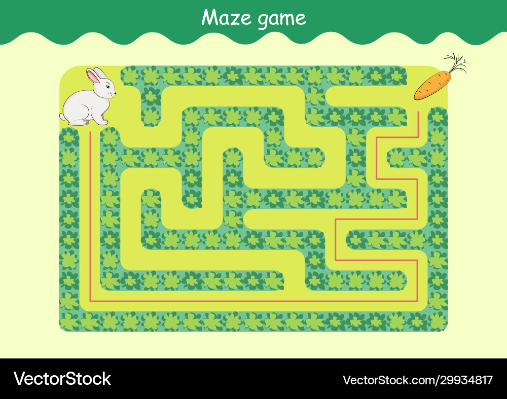 Rabbit and carrot maze educational game Royalty Free Vector