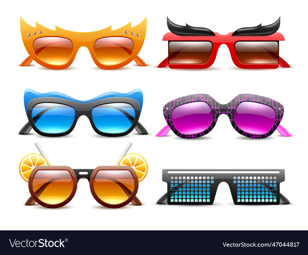 Realistic Carnival Glasses Funny Party Sunglasses Vector Image