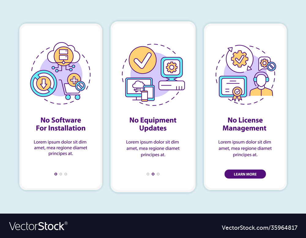 Saas benefits onboarding mobile app page screen Vector Image