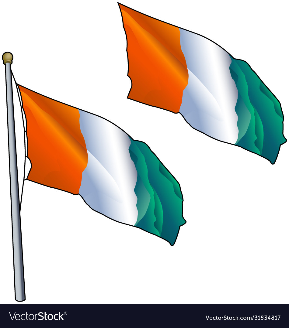 Waving cote divoire flag Royalty Free Vector Image Waving cote divoire flag Royalty Free Vector Image