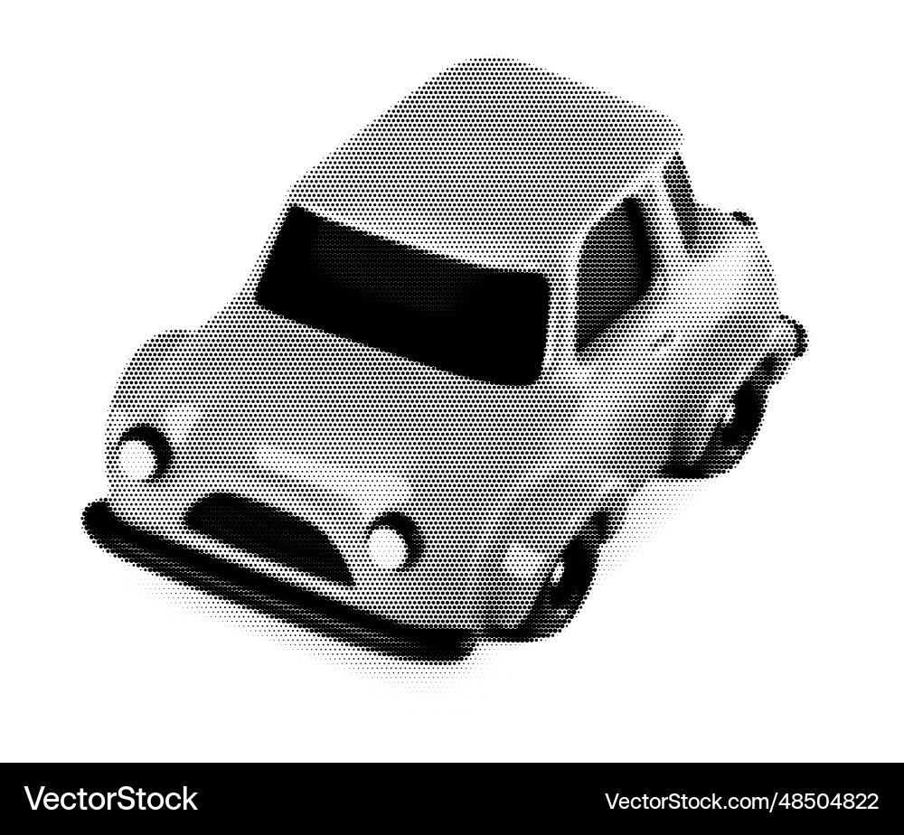 3d monochrome halftone toy car Royalty Free Vector Image