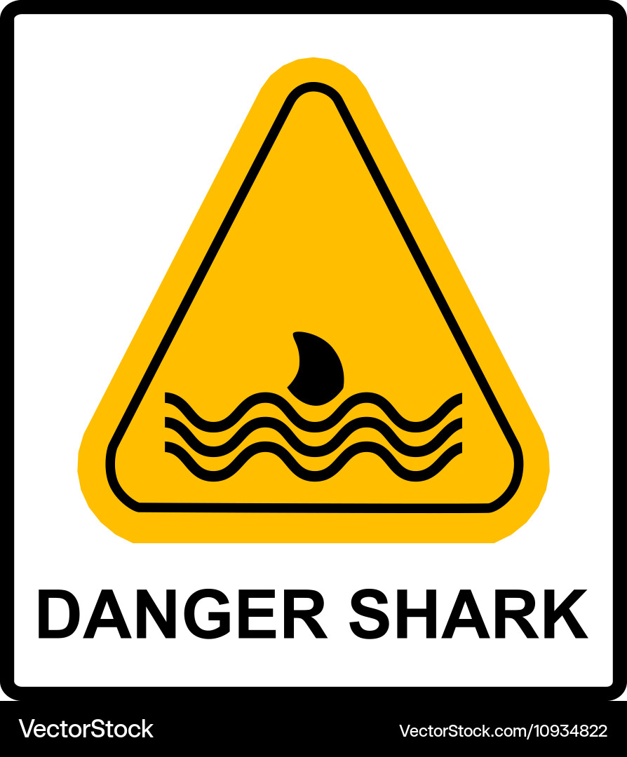 A danger signal icon with a shark Royalty Free Vector Image