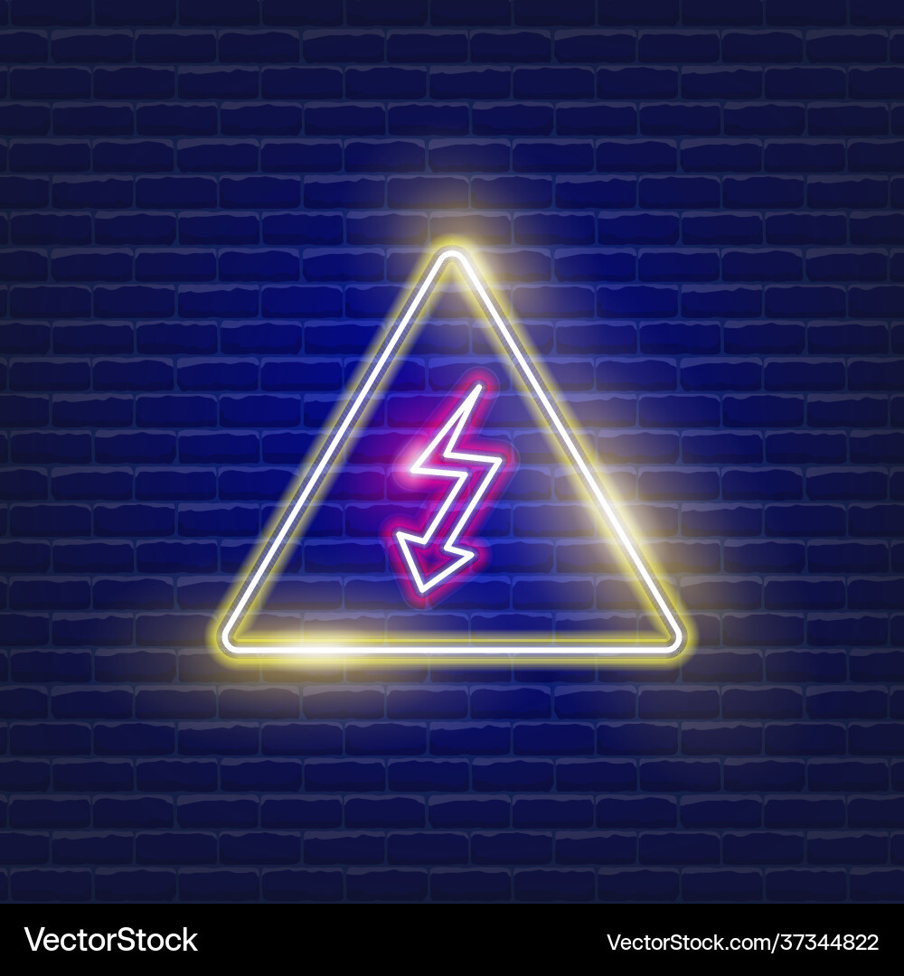 Attention electricity neon icon electricity Vector Image
