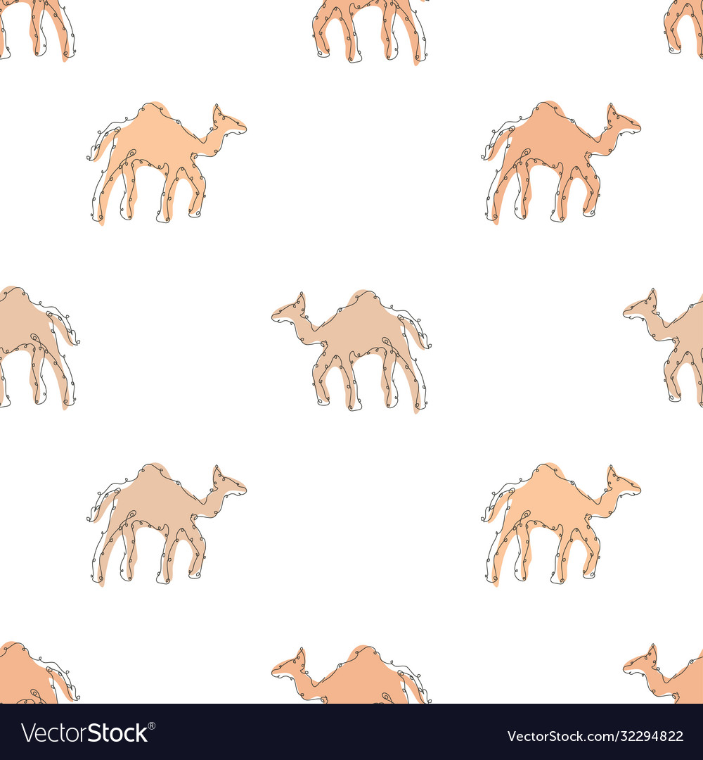 Camel seamless pattern line art Royalty Free Vector Image