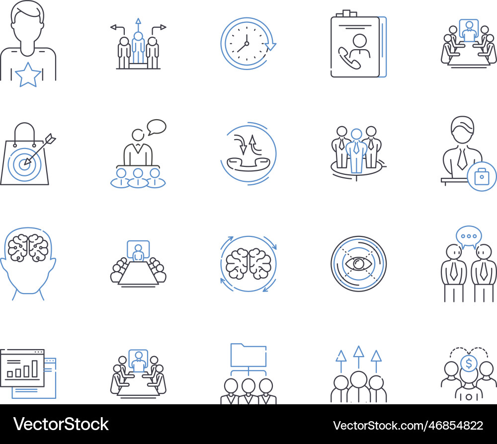 Combined effort line icons collection Royalty Free Vector