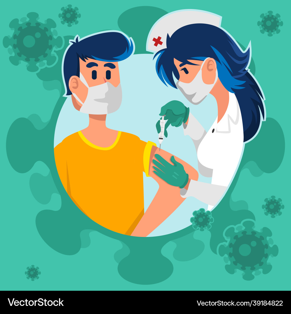 Covid-19 vaccine injection poster Royalty Free Vector Image
