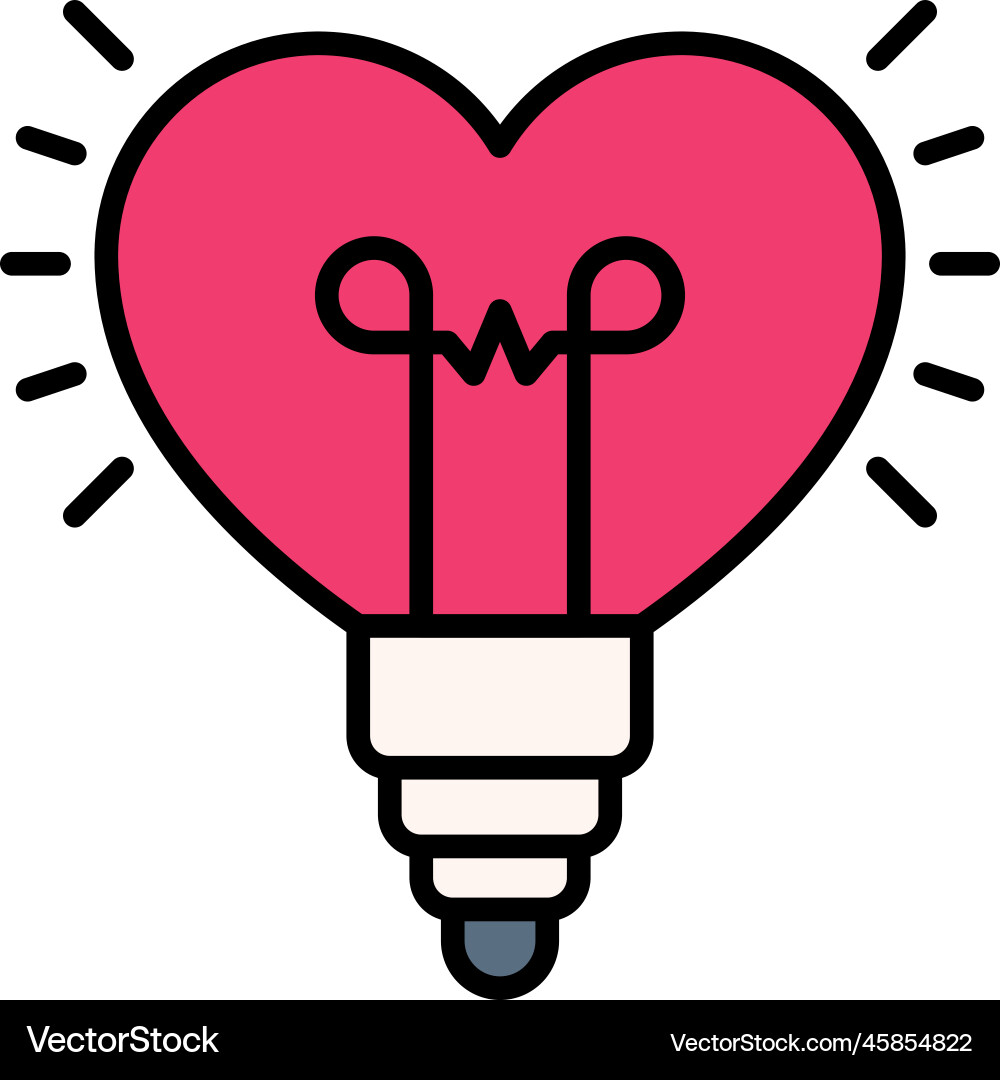 Heart shaped light bulb icon love and Royalty Free Vector