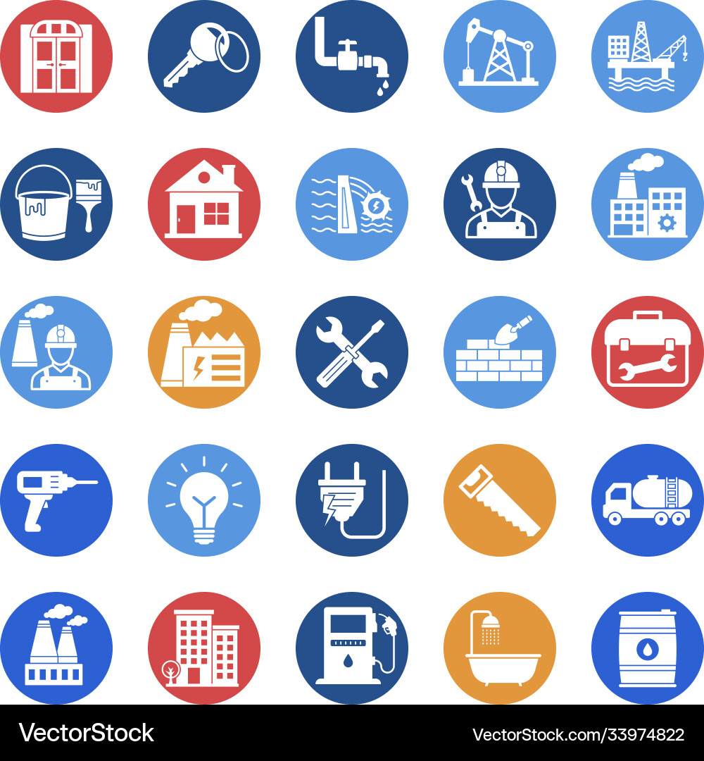 Industrial and construction isolated icons Vector Image
