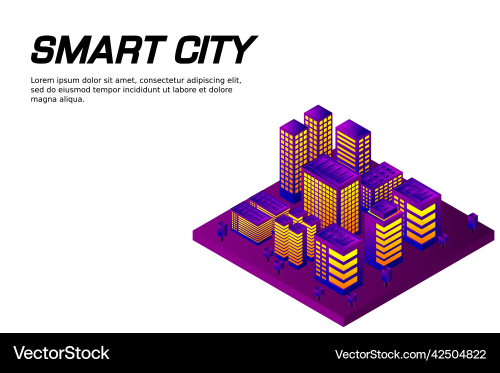 Isometric future city real estate Royalty Free Vector Image