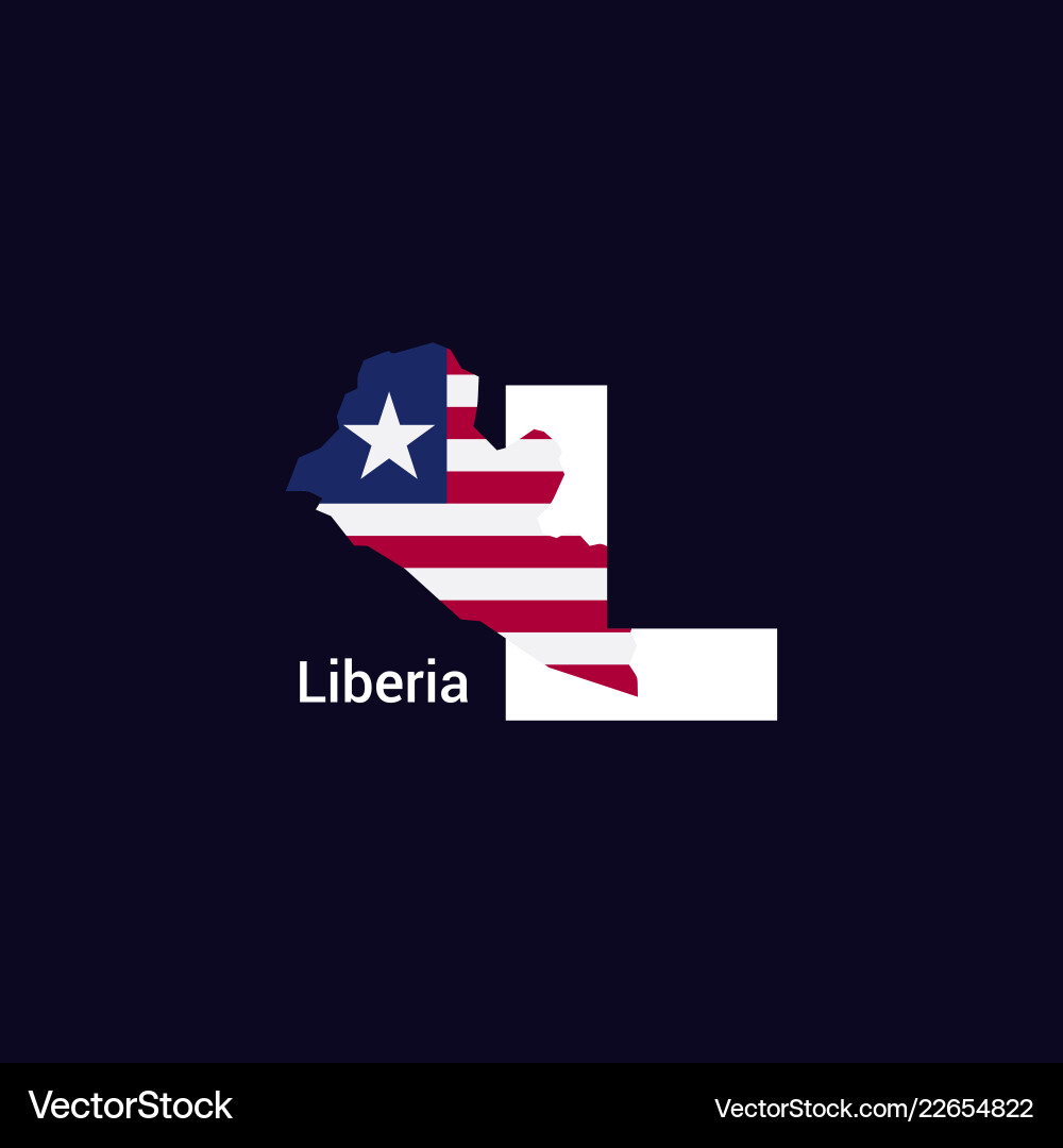Liberia initial letter country with map and flag Vector Image