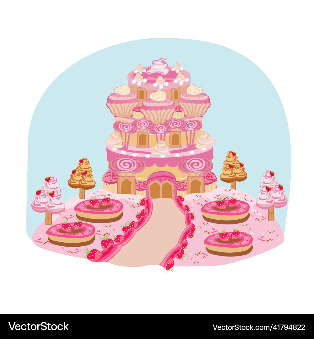 Multicolored castle candy land - fairy tale Vector Image