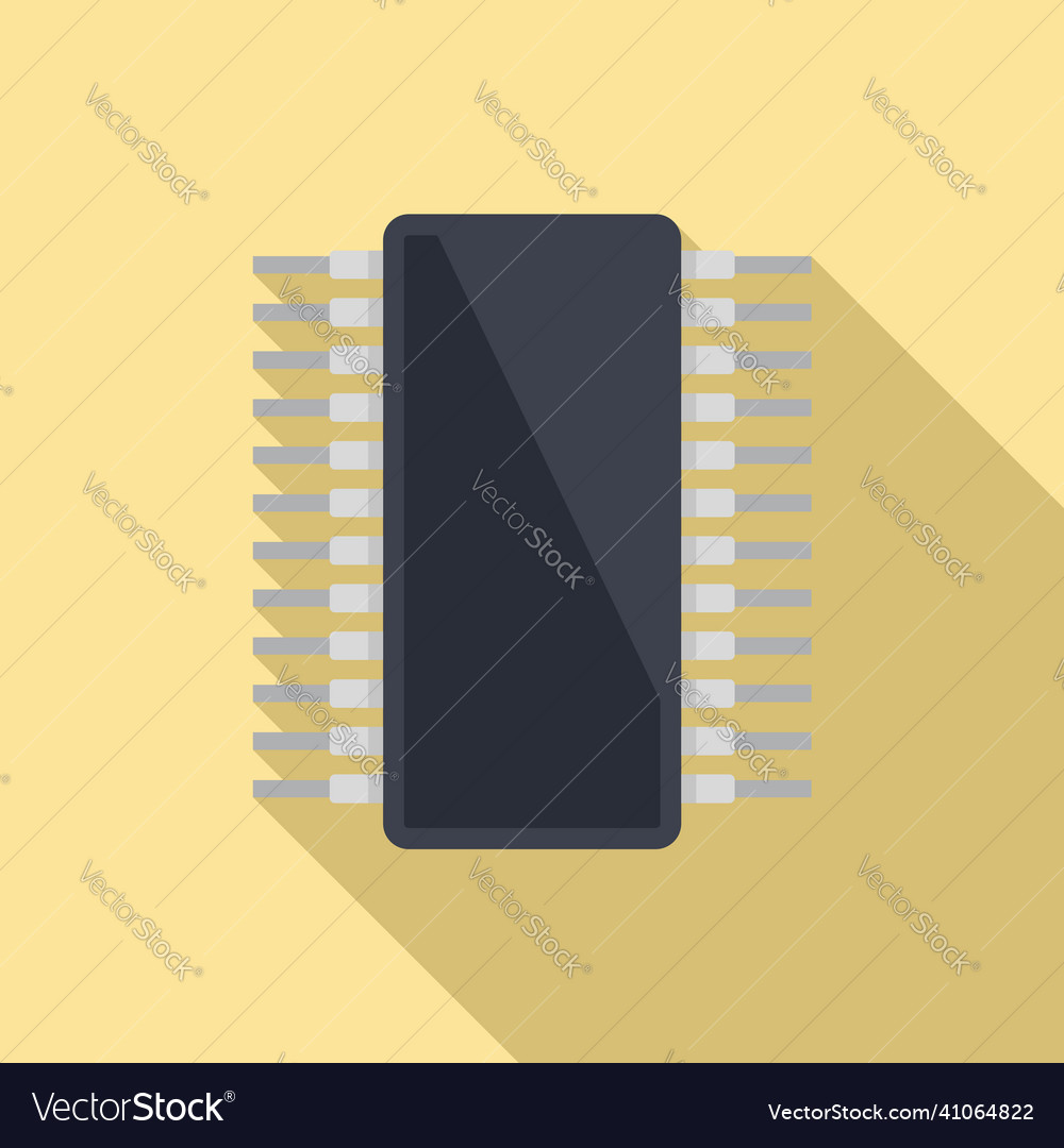 Processor technology icon flat cpu circuit Vector Image