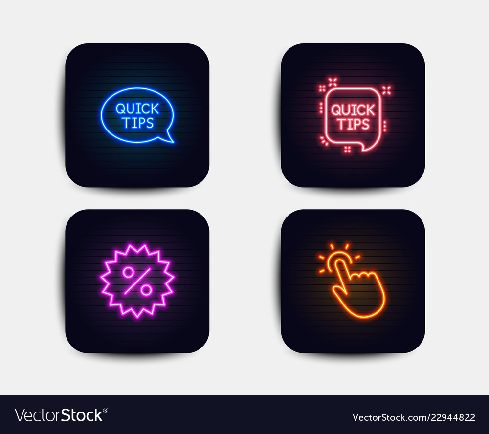 Quick tips discount and quickstart guide icons Vector Image