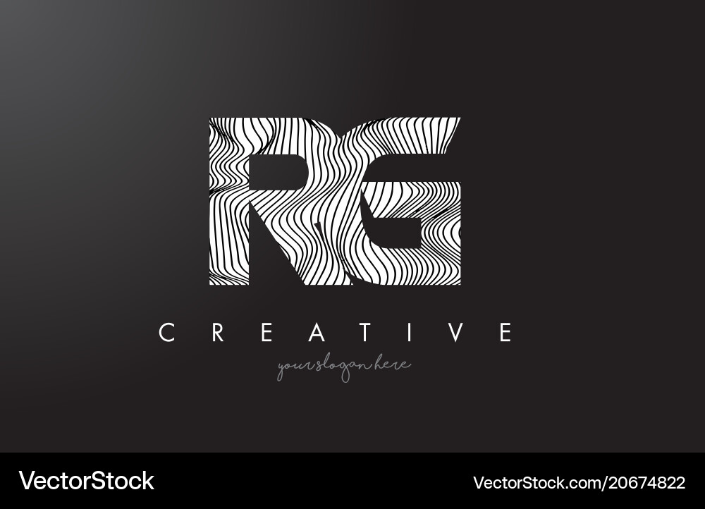 Rg r g letter logo with zebra lines texture Vector Image
