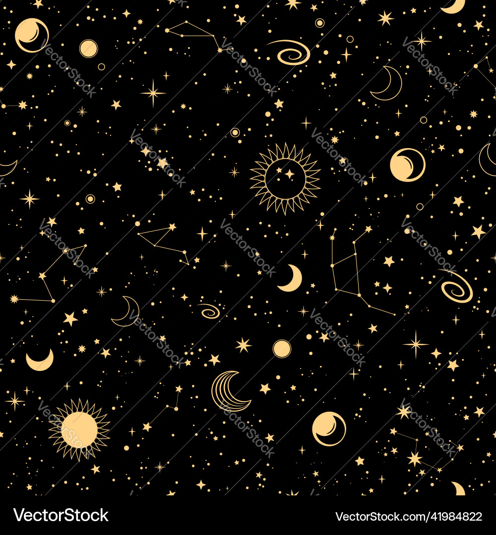 Seamless image of starry cosmos with various Vector Image