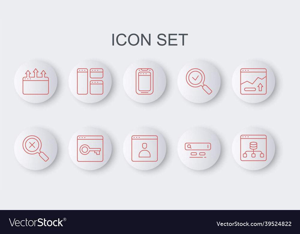 Set line server data magnifying glass and delete Vector Image Set line server data magnifying glass and delete Vector Image