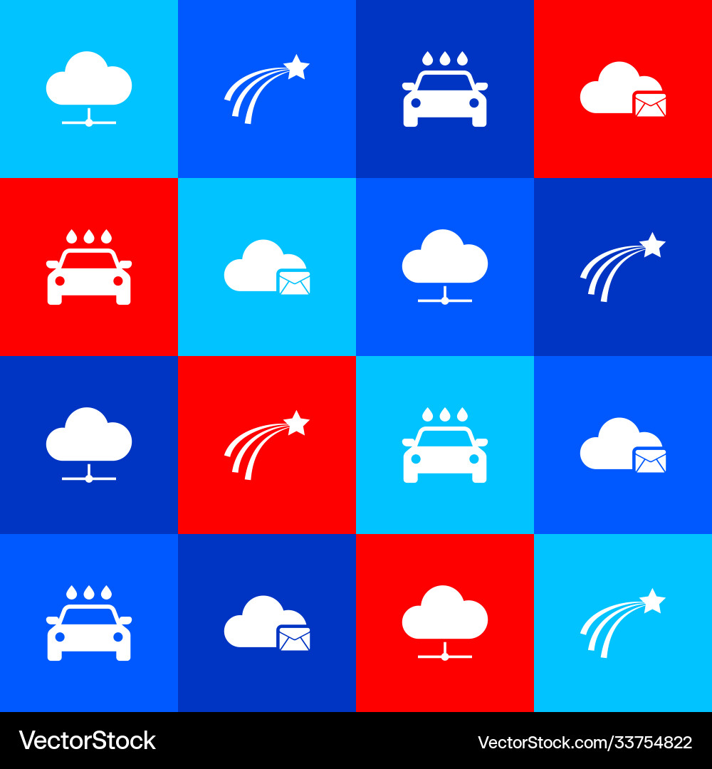 Set network cloud connection falling star car Vector Image