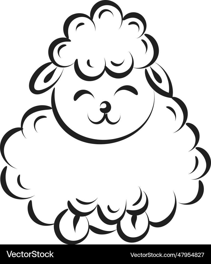 Beautiful cute sheep line art Royalty Free Vector Image