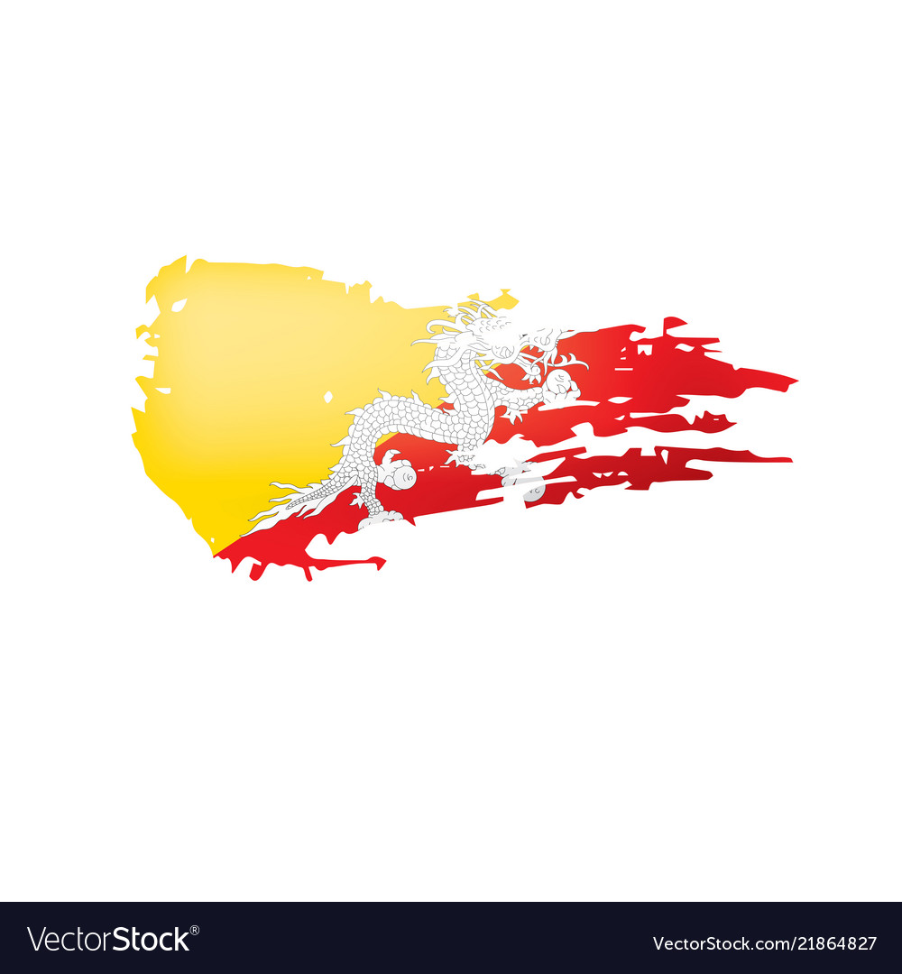 Bhutan flag on a white Royalty Free Vector Image