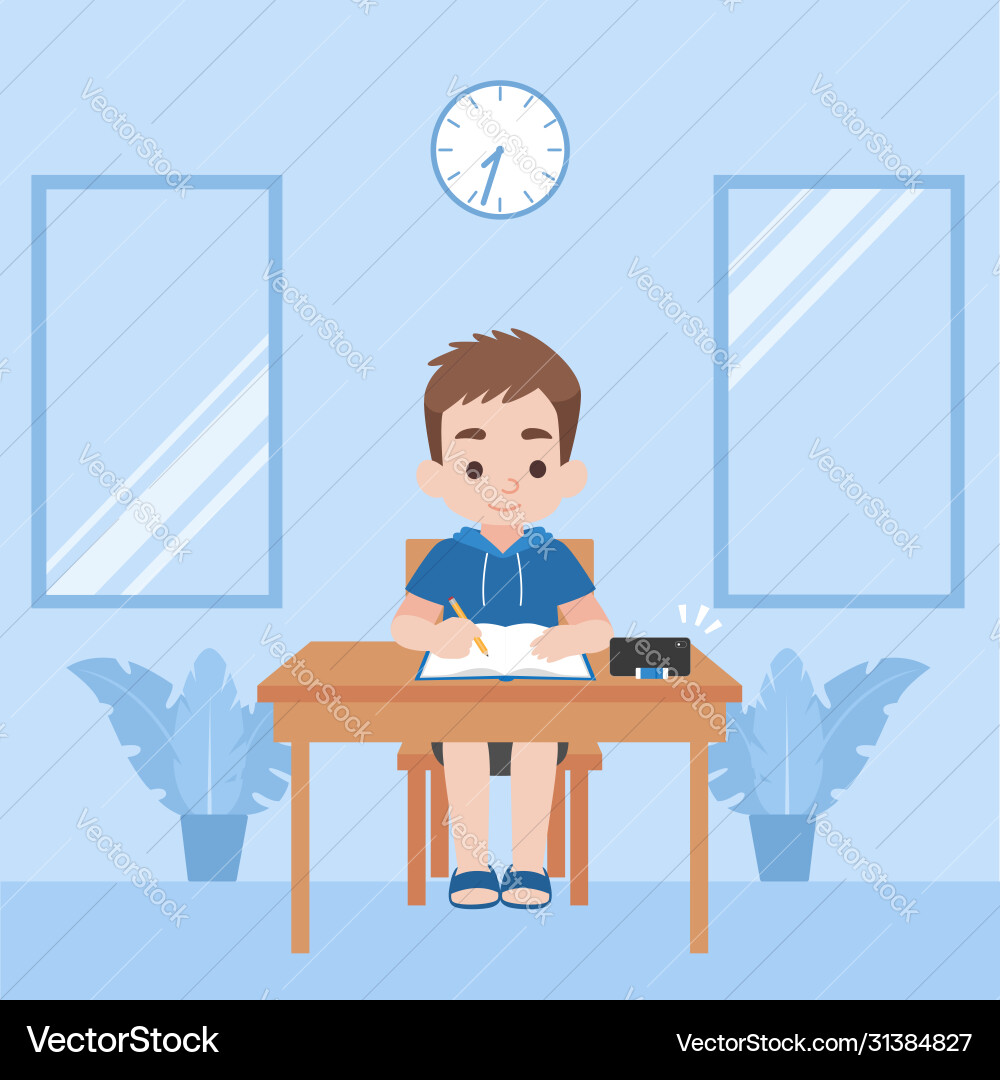 Children in new normal life learns lessons Vector Image