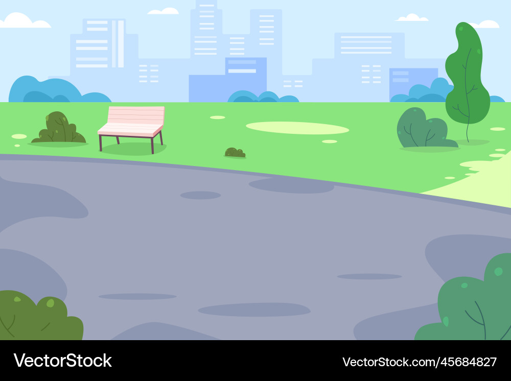 City park green landscape empty scene background Vector Image