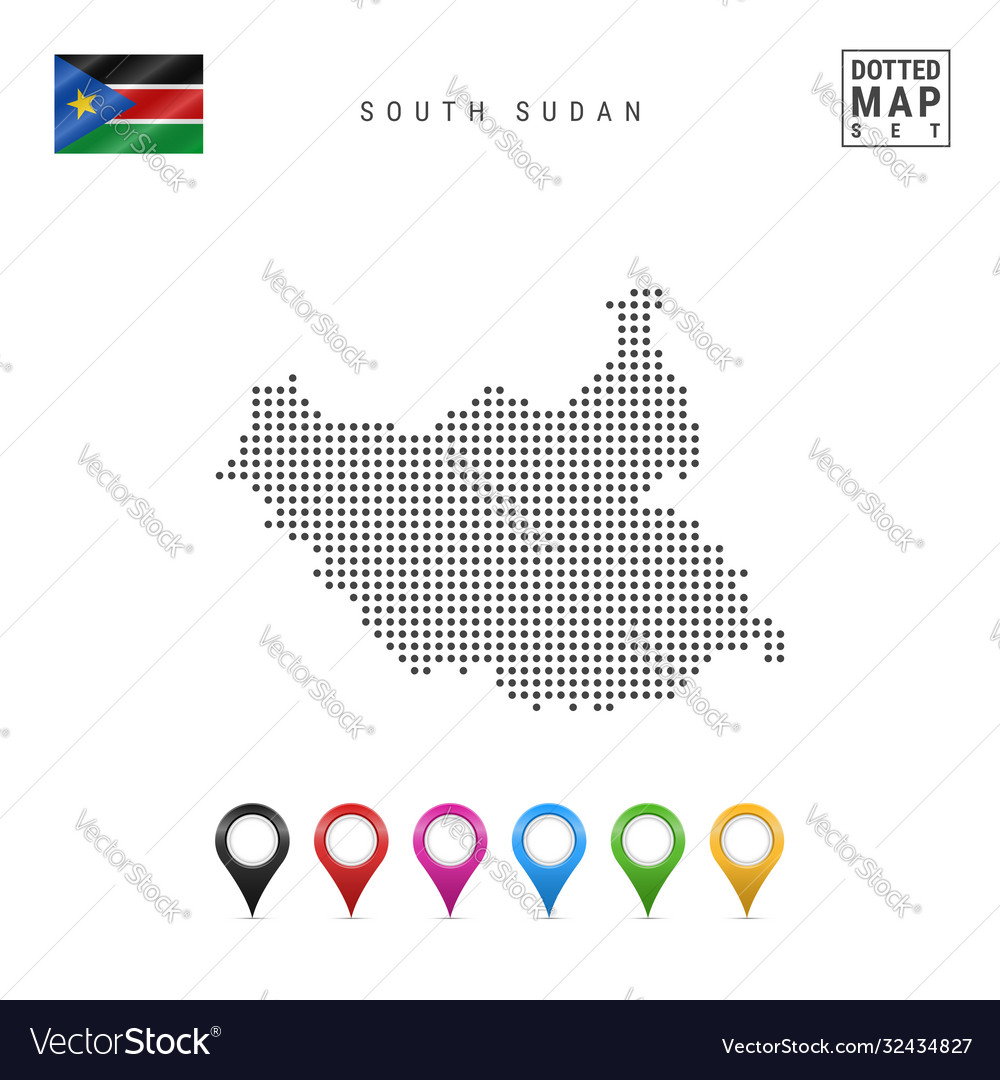 Dots pattern map south sudan silhouette Royalty Free Vector