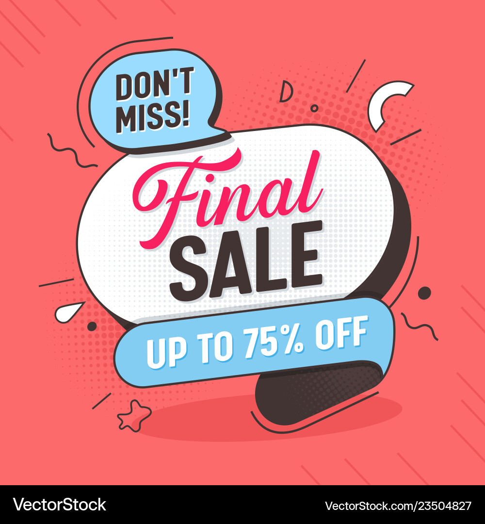 Final sale offer banner big layout mega discount Vector Image