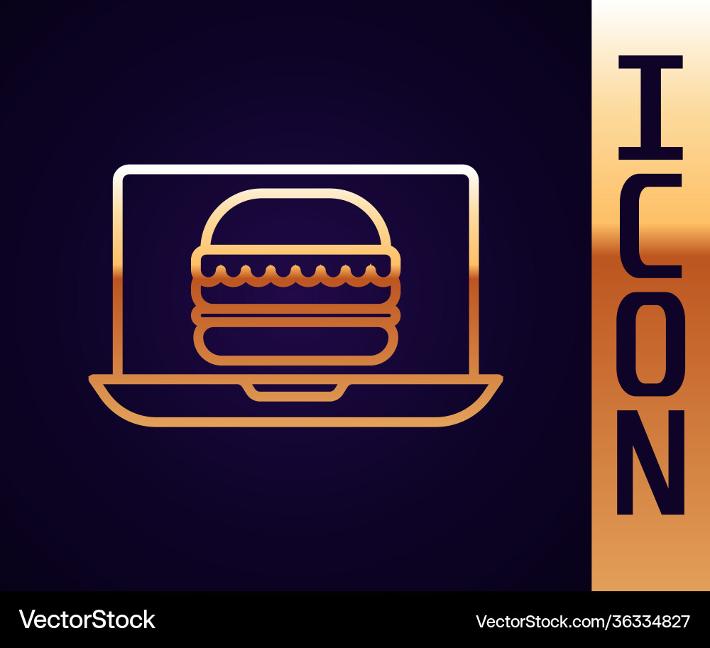 Gold line online ordering and burger delivery icon