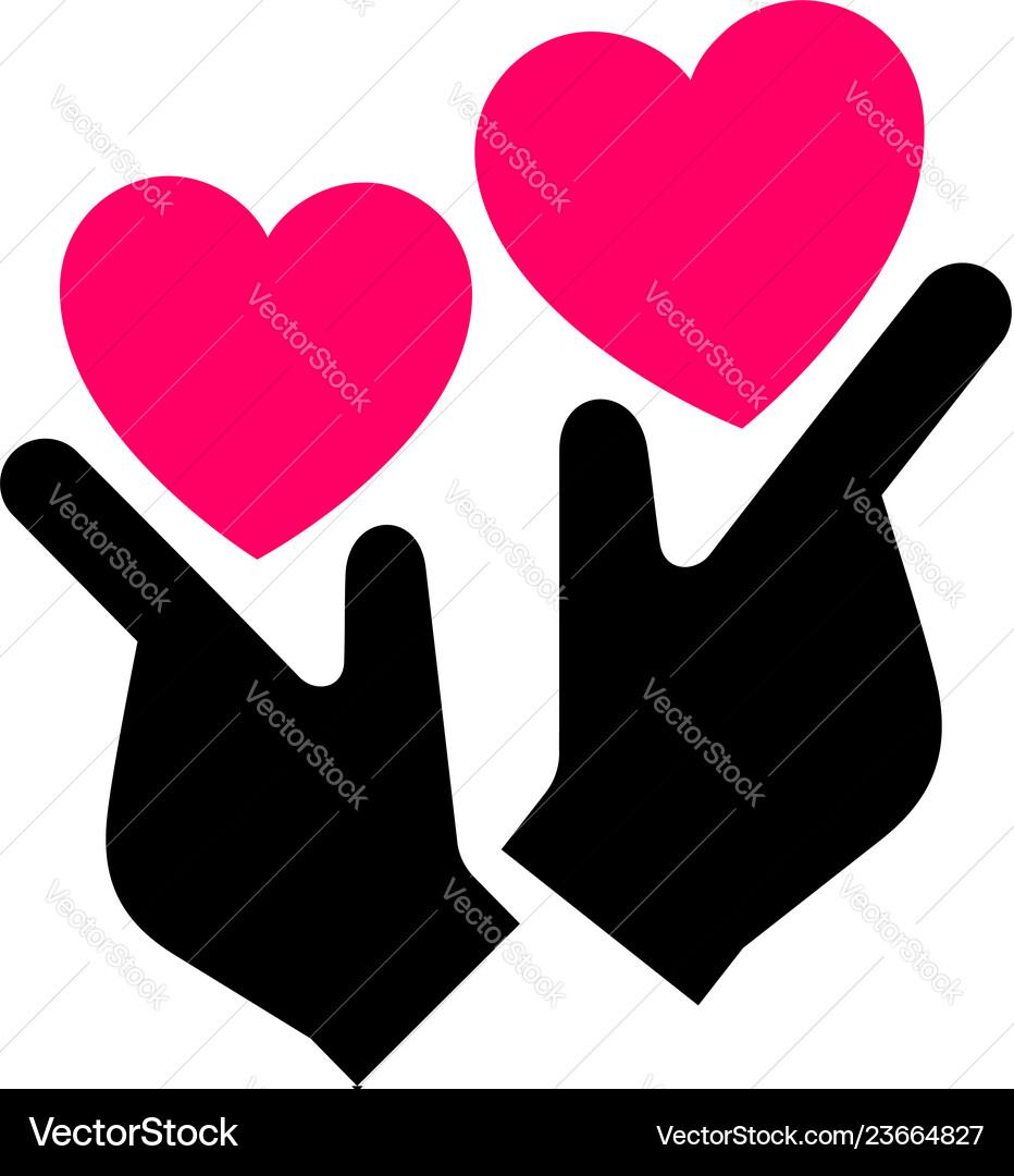 Hands with hearts icon two-tone silhouette Vector Image