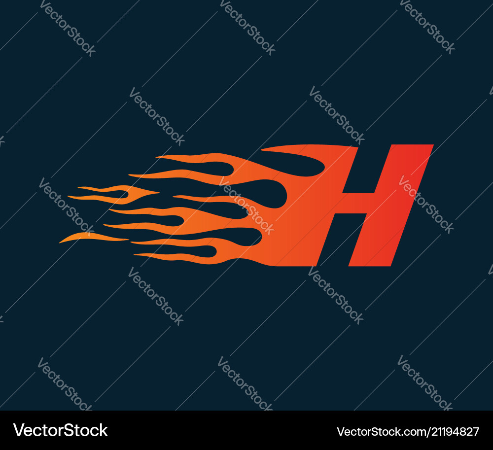 Letter h flame logo speed logo design concept Vector Image