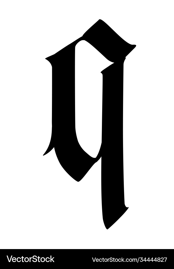 Letter q in gothic style alphabet symbol Vector Image