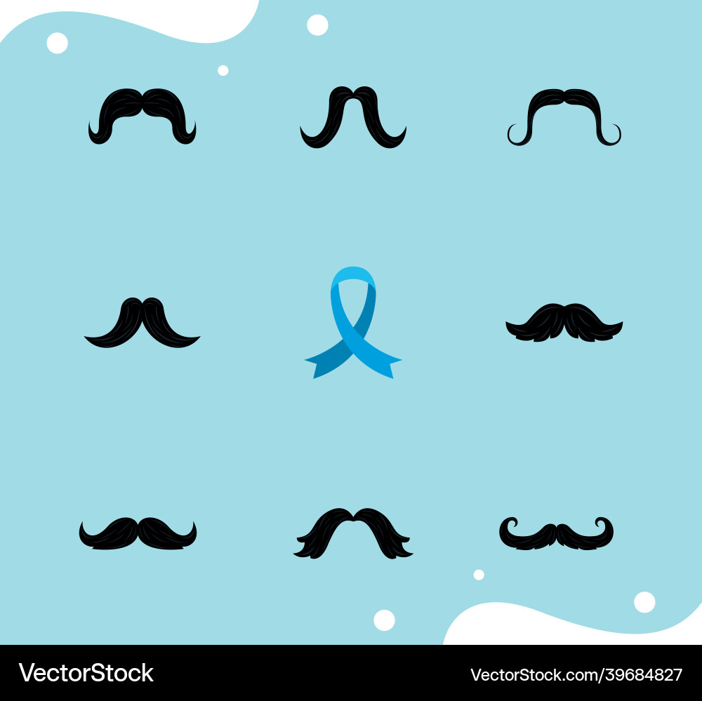 Nine happy movember icons Royalty Free Vector Image