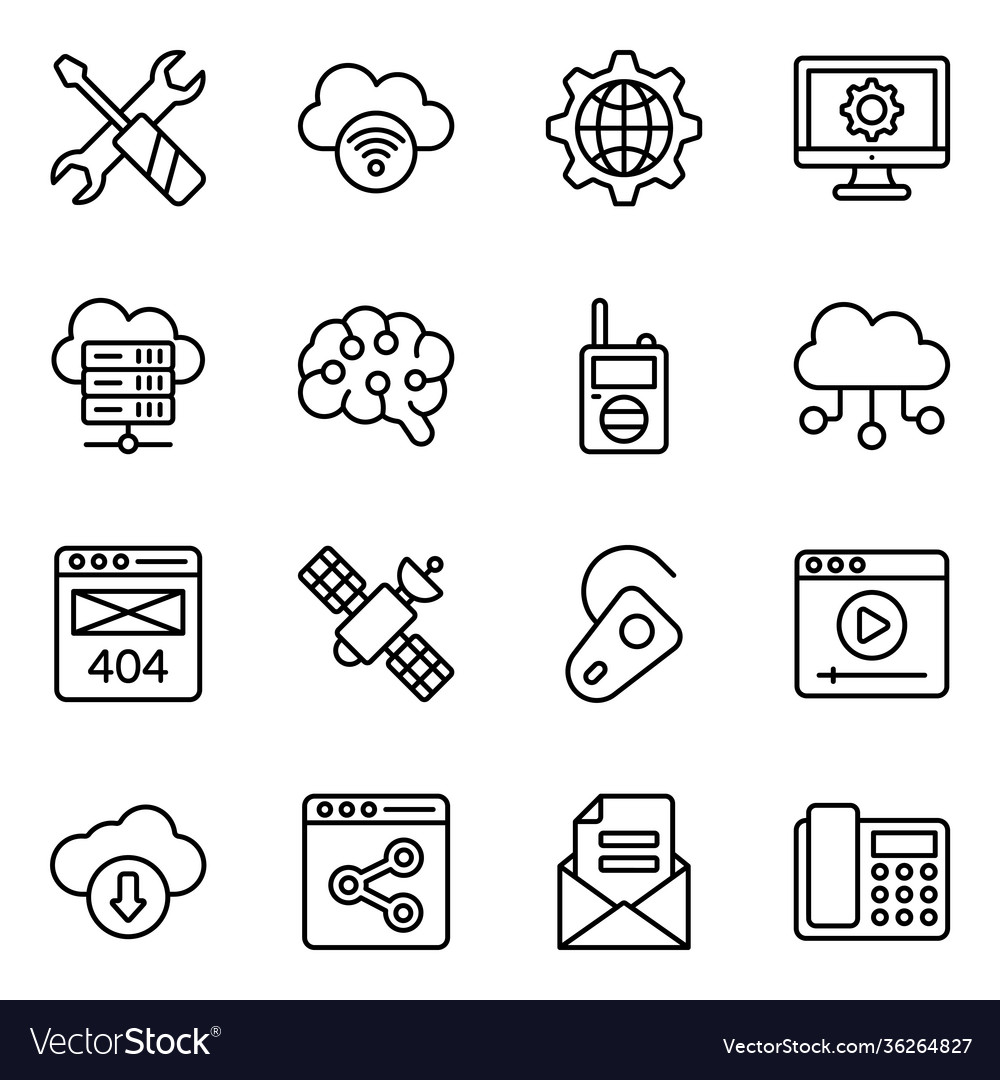 Pack networking modern line icons Royalty Free Vector Image