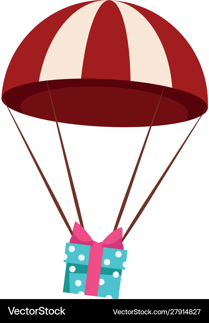 Parachute with gift box colorful design Royalty Free Vector