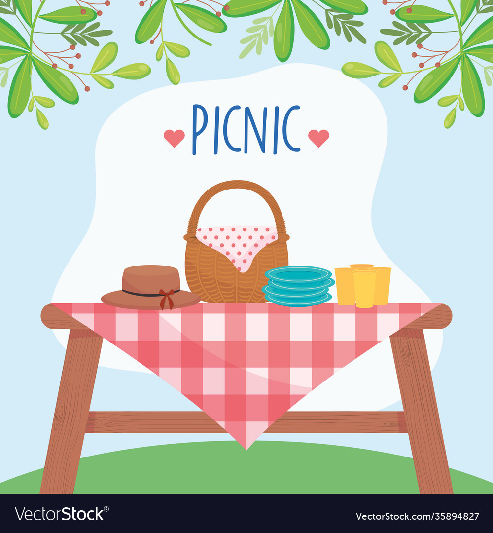 Picnic design with table elements Royalty Free Vector Image